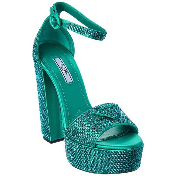 Prada | Shoes | Prada Crystals Satin Platform Sandal | Poshmark